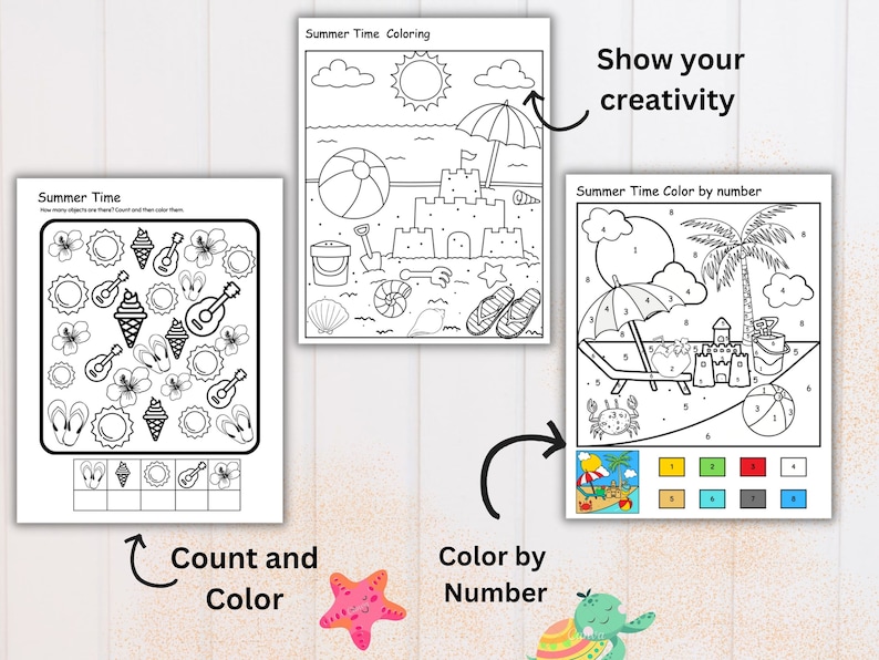 Printable Summer Coloring Pages for Kids | Count by Number | Color by ...
