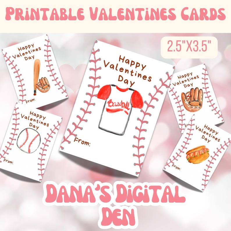 Baseball Valentine Cards for Kids – Printable Classroom Exchange Set ...