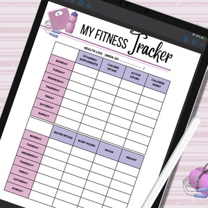 Health Log Template | Exercise Tracker Insert | Calorie Intake | Water ...