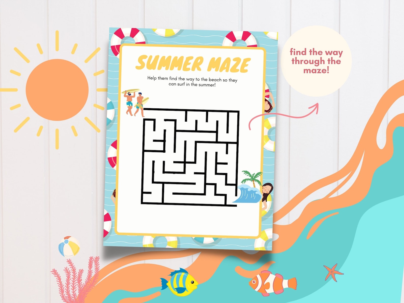 Printable Summer Games Maze I-spy Word Search Kids - Etsy
