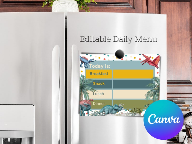 Instant Download | Daily Menu | Printable Menu Card | Dinosaurs ...