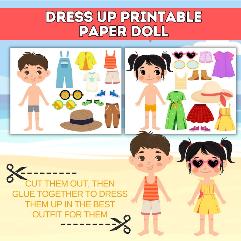 Printable Summer Dress-up Paper Dolls Instant Download - Etsy