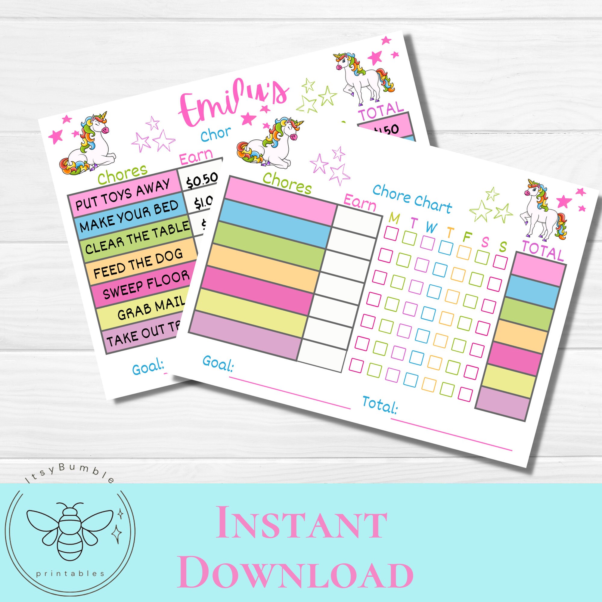 Instant Download | Kids Chore Chart | Editable Allowance Tracker | Kids ...