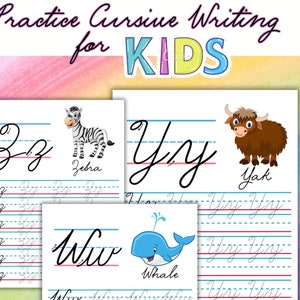 Printable Cursive Writing Practice for Kids | Instant Download | Summer ...