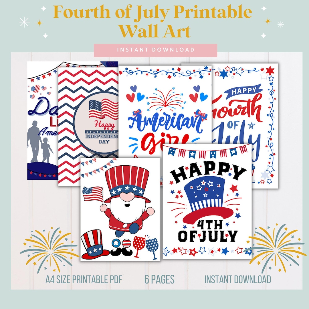 Wall Art, 4th of July, Instant Download, Prints, Patriotic Decor, Home ...