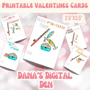 Printable Fishing Valentine Cards for Kids | 6 Fun Designs | Digital ...