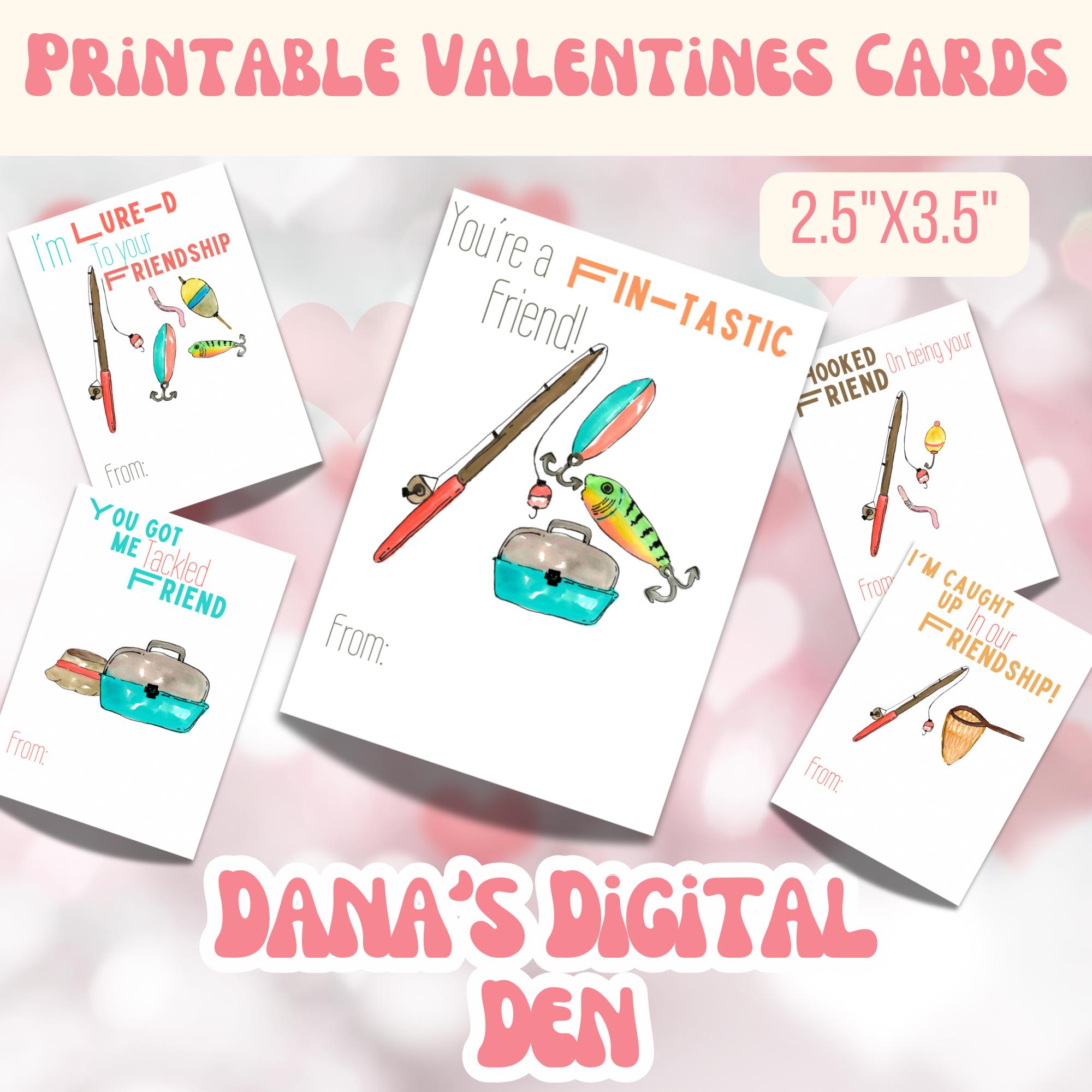 Printable Fishing Valentine Cards for Kids | 6 Fun Designs | Digital ...