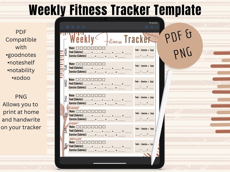 Fitness Tracker Template | Goodnotes Fitness Tracker | Water Intake ...