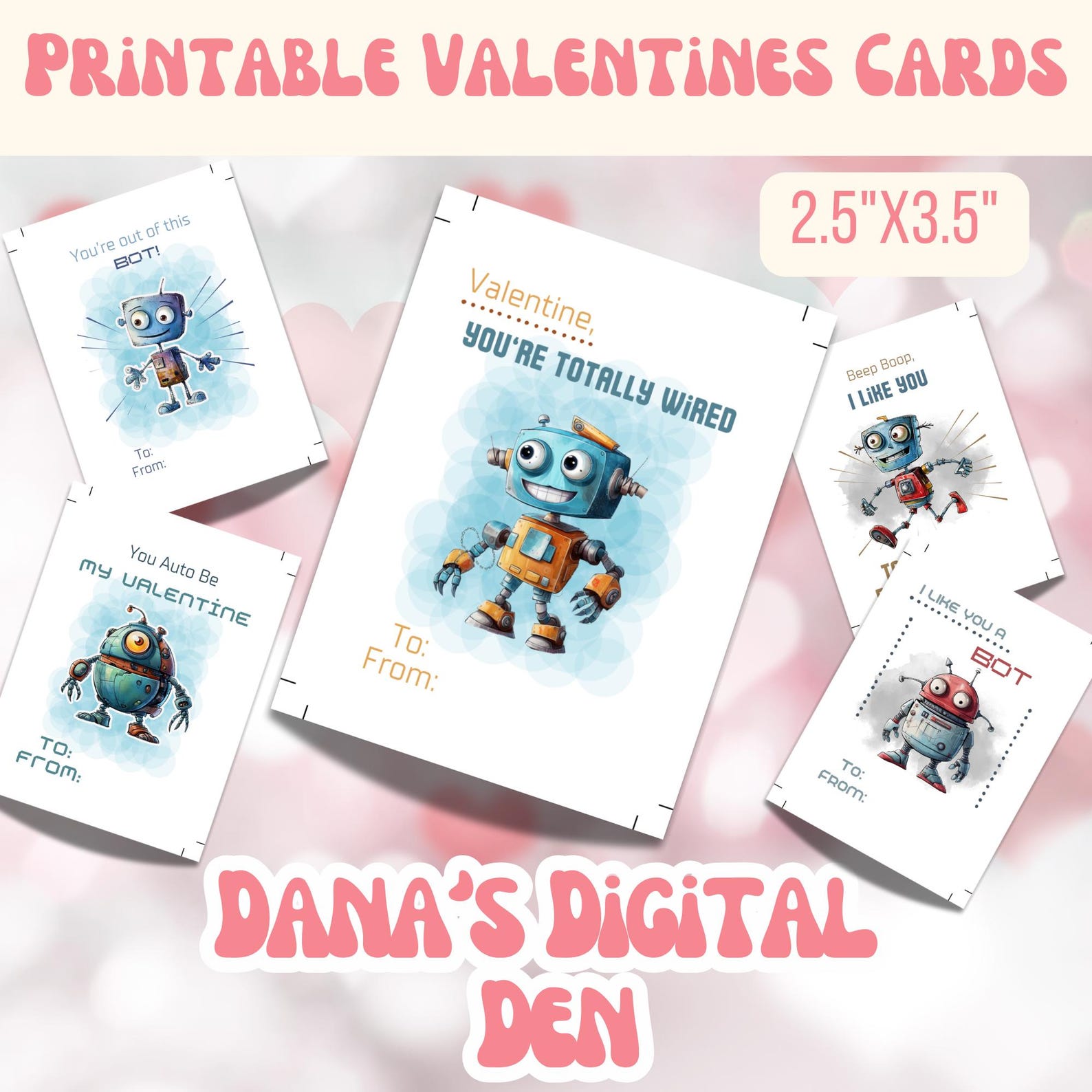 Printable Robot Valentine Cards for Kids | Digital Download | Classroom ...
