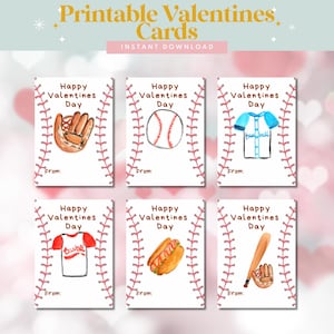 Baseball Valentine Cards for Kids – Printable Classroom Exchange Set ...