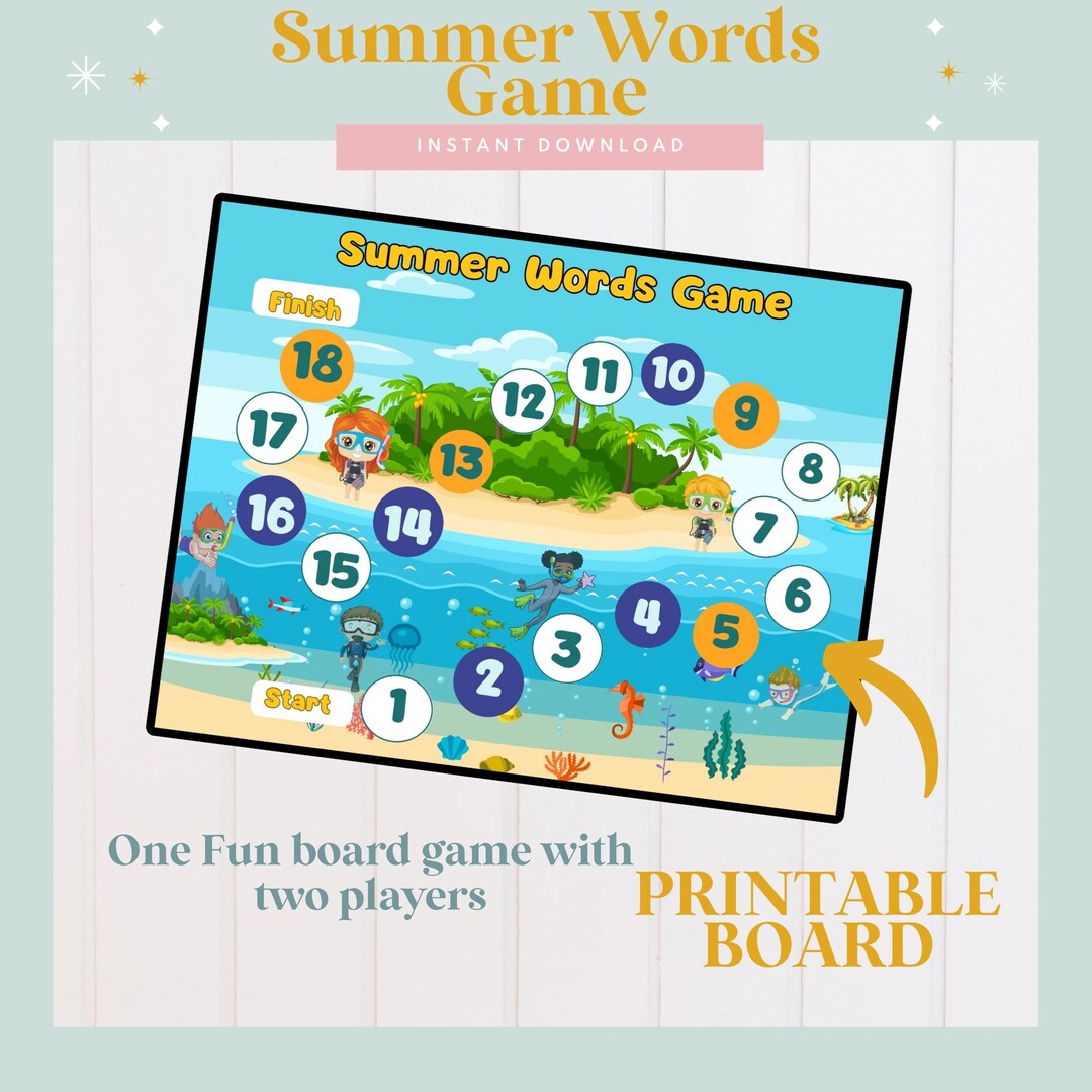 Summer Reading Adventure Game Printable Learn-to-read Word Game for ...