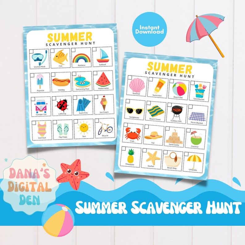 Printable Summer Scavenger Hunt - Instant Download for Outdoor Fun and ...