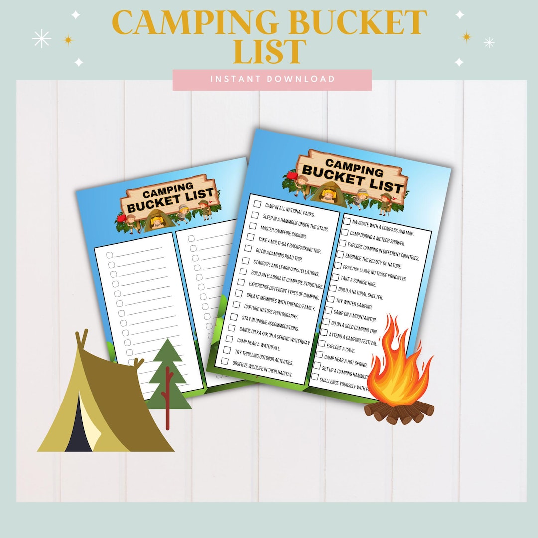 Printable Bucket List | Camping Activities | Outdoor Adventure | Kids ...