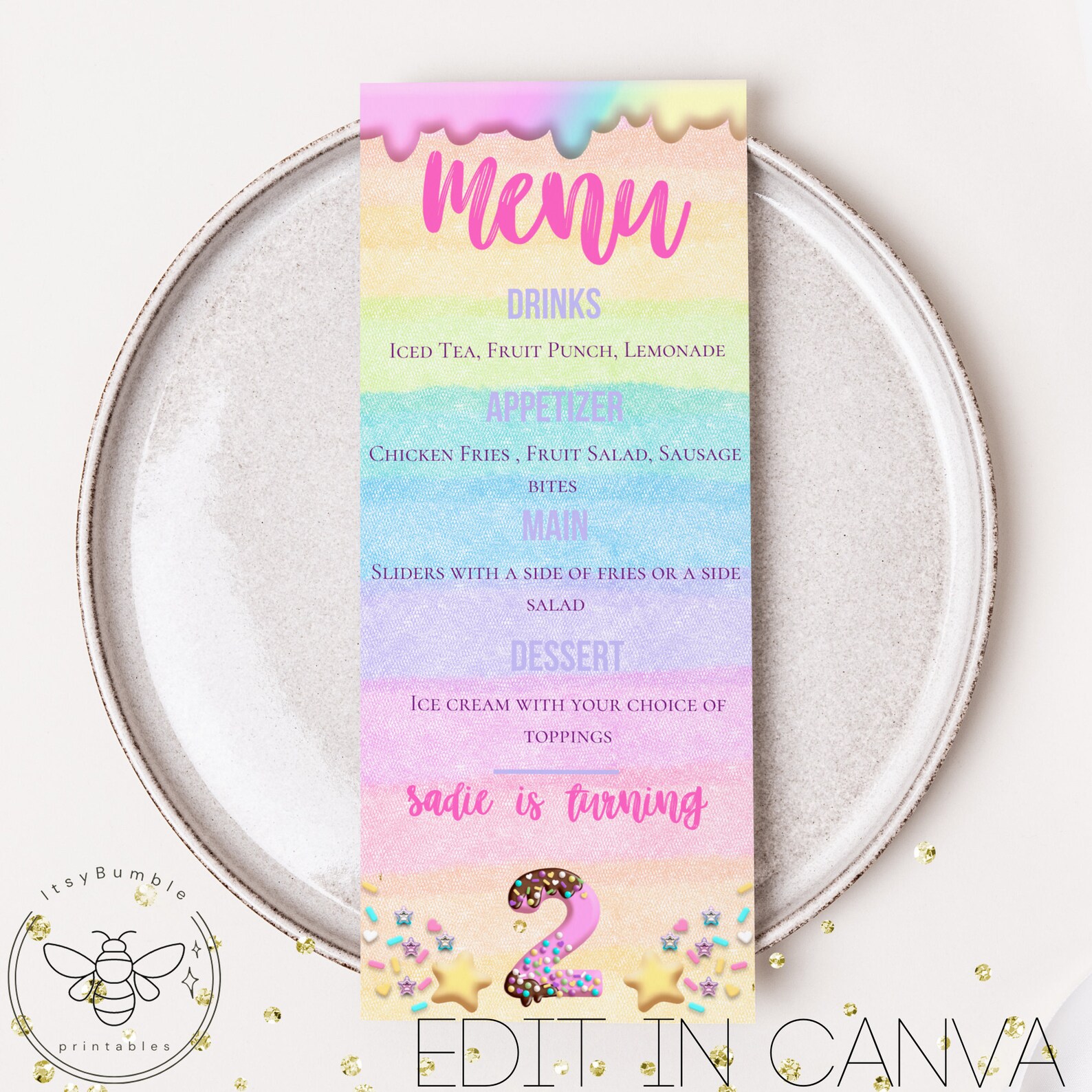 Editable Birthday Menu Template Sweet Celebrations 2nd Birthday ...