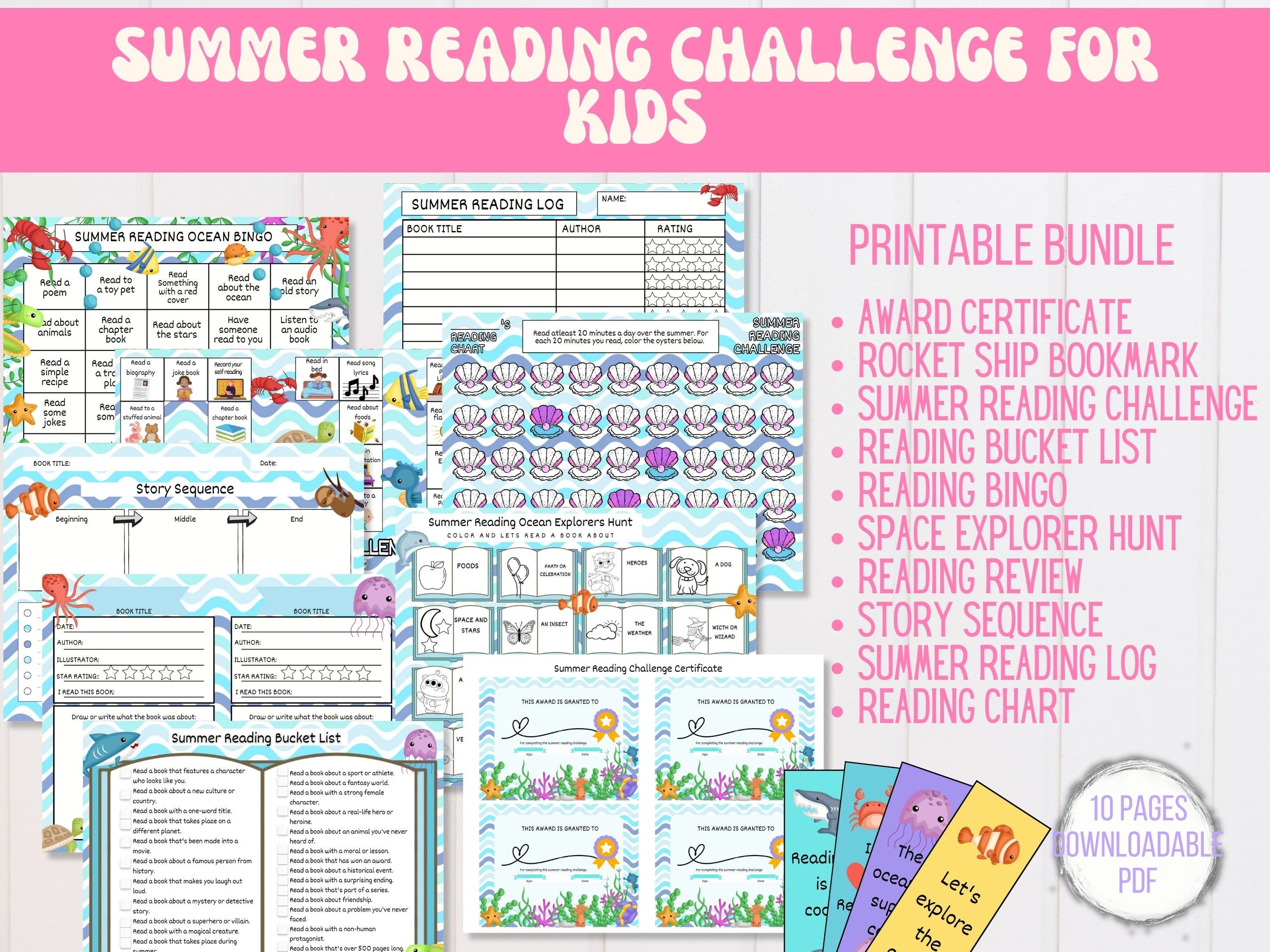 Summer Reading Challenge for Kids Ocean Theme Reading Games - Etsy
