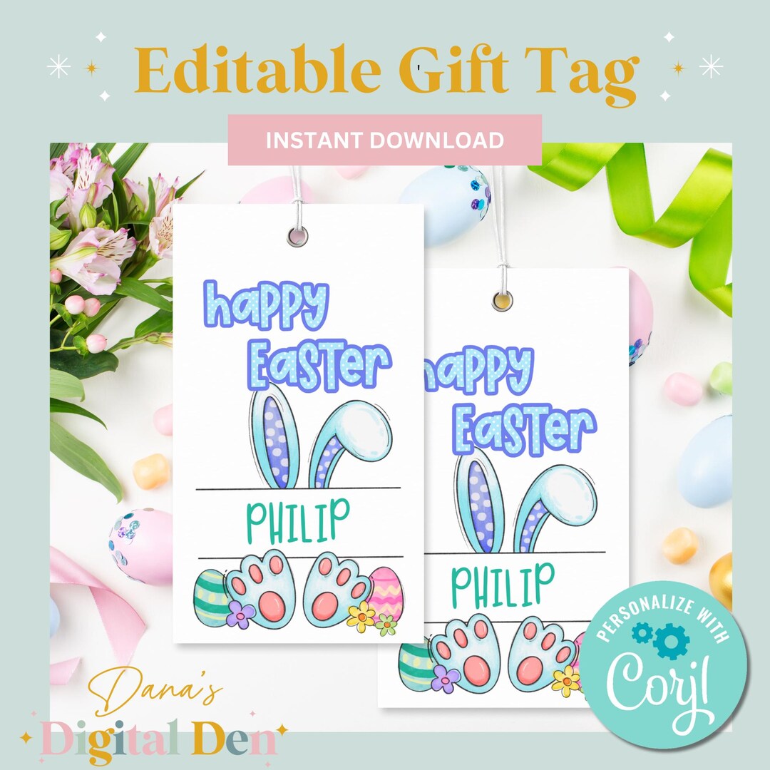 Editable Easter Gift Tags for Boys – Printable Digital Tag ...