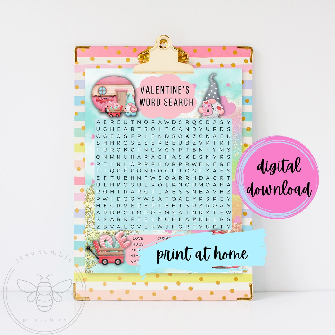 Valentine Word Search | Printable Valentine Game | Activity for Kids ...