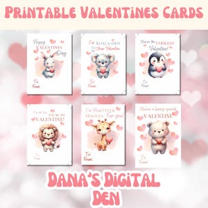 Printable Valentine Cards for Kids | 6 Cute Animal Designs | Classroom ...