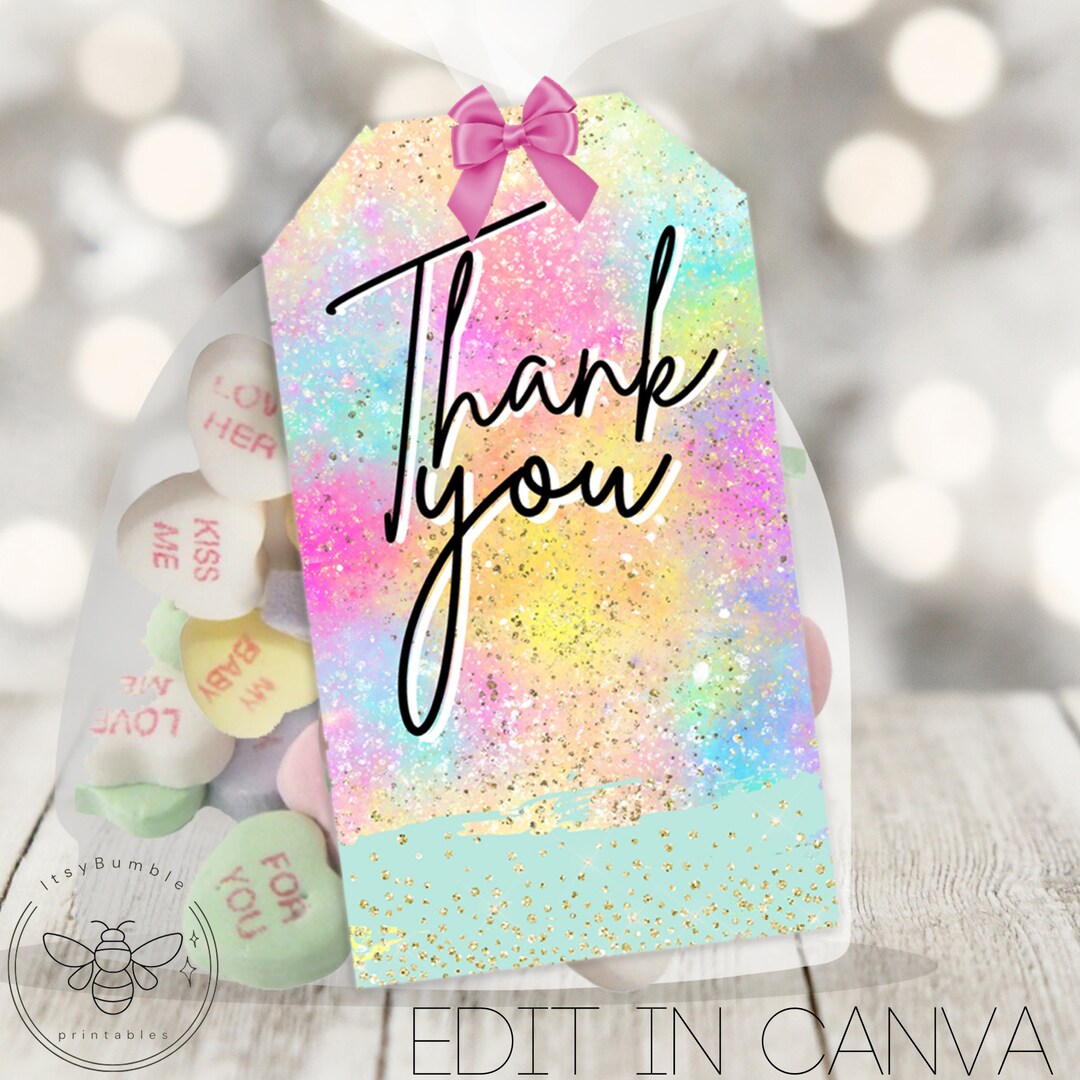 Editable Thank You Tags | Birthday Party Favor Tags | Girls Birthday ...