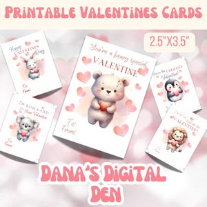 Printable Valentine Cards for Kids | 6 Cute Animal Designs | Classroom ...