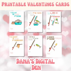Printable Fishing Valentine Cards for Kids | 6 Fun Designs | Digital ...