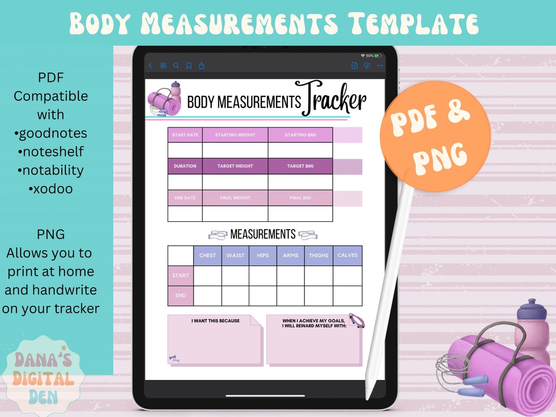 Body Measurements Tracker Template | Weight Loss Tracker | Planner ...