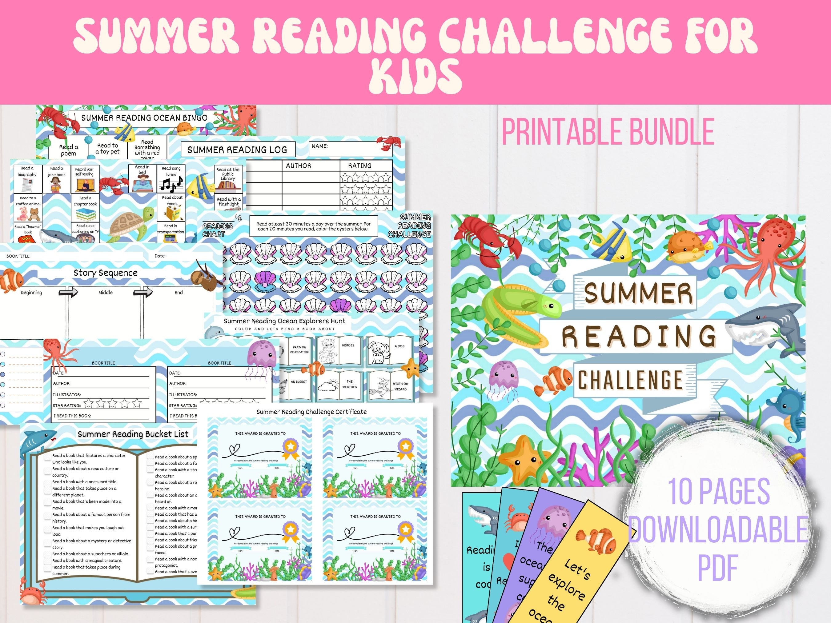 Summer Reading Challenge for Kids Ocean Theme Reading Games - Etsy