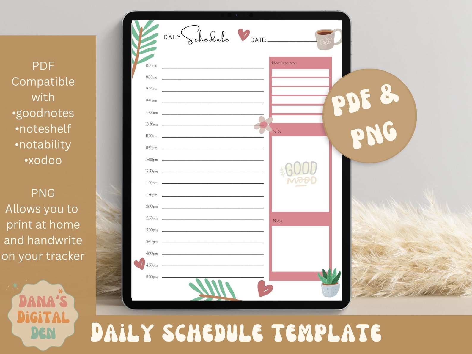 Daily Schedule Template | Goodnotes Insert | PDF Download | iPad ...
