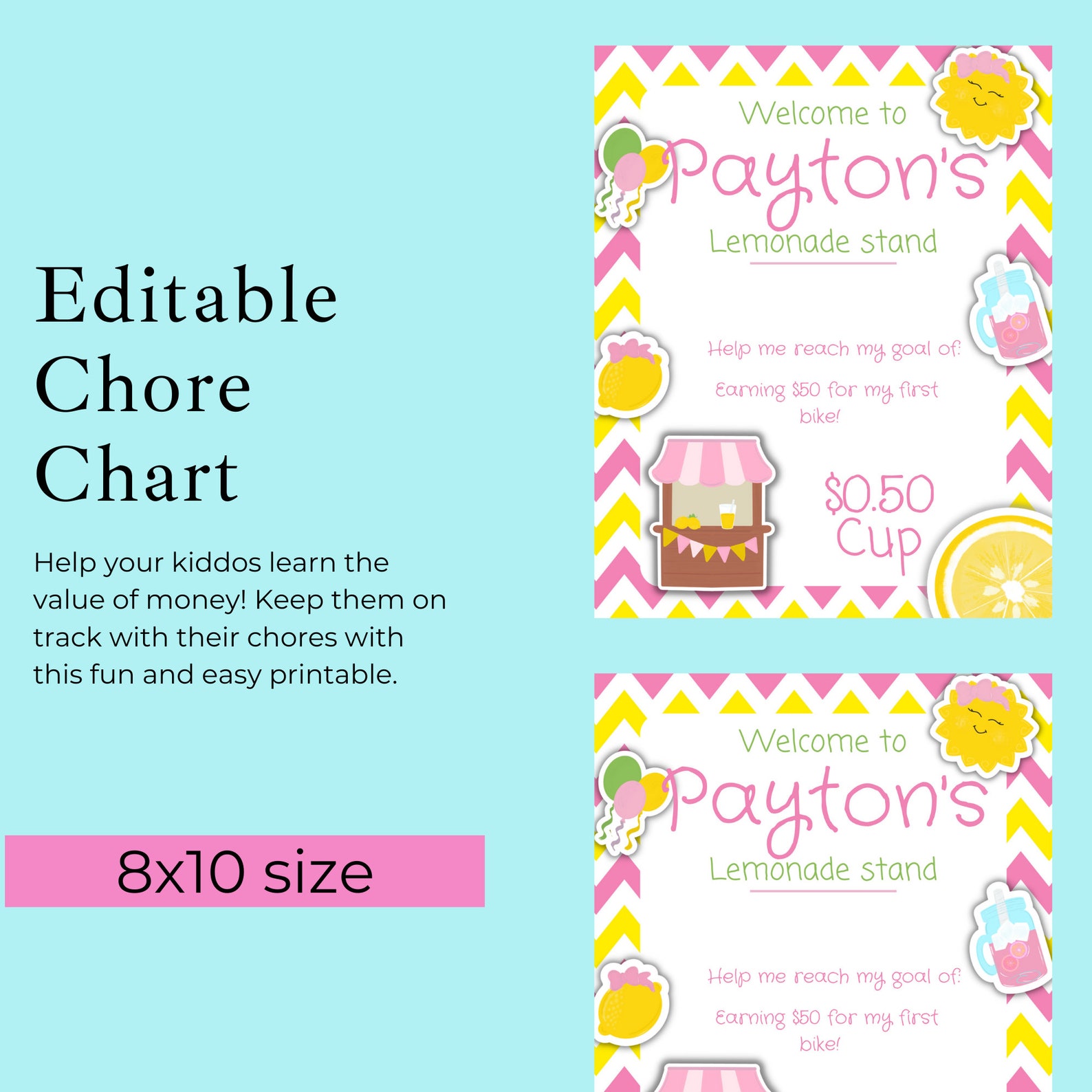 Printable Lemonade Stand Sign | Editable Canva Template | Lemonade Bar ...