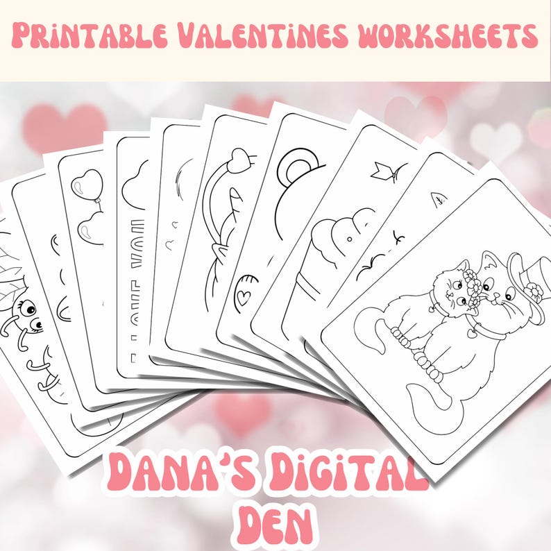 10 Printable Valentine Coloring Pages for Kids, Instant Download, Fun ...