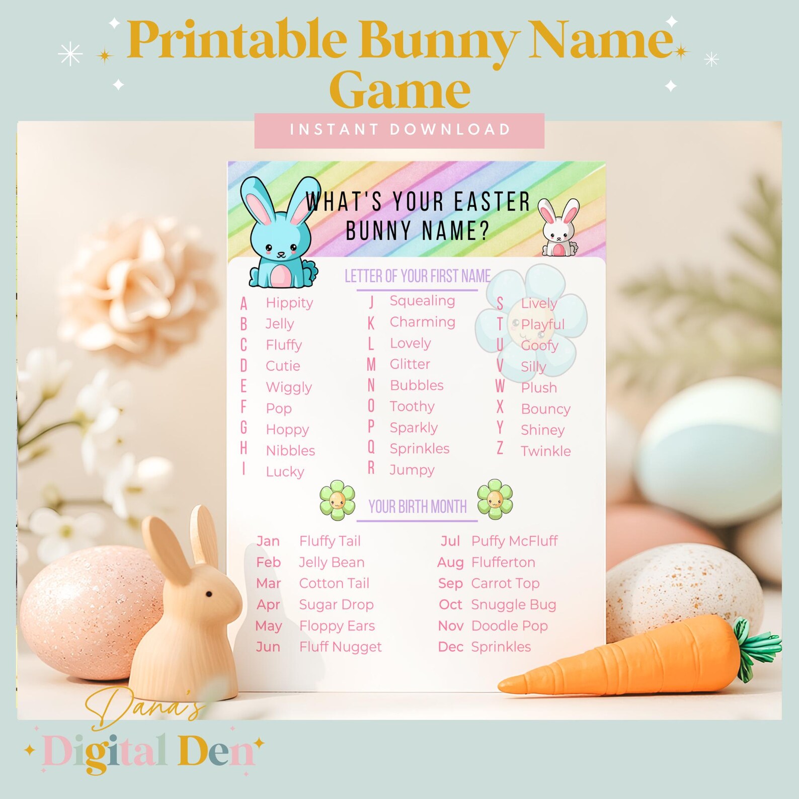 Printable Easter Bunny Name Game – Digital Download Easter Activity ...