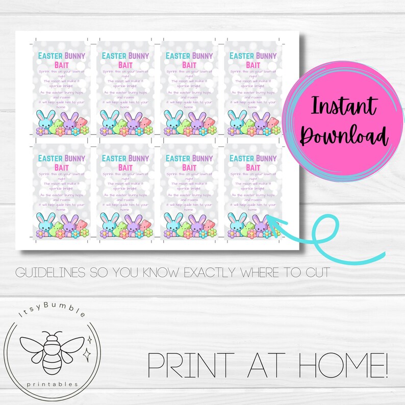 Easter Bunny Bait Printable Tag Bunny Bait Gift Tag Easter Treat Favor ...