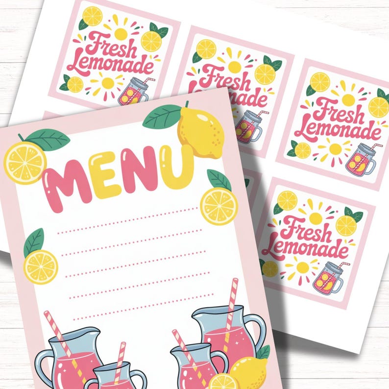 Lemonade Stand Printable Kit, Kids Lemonade Stand Sign Bundle, Summer ...