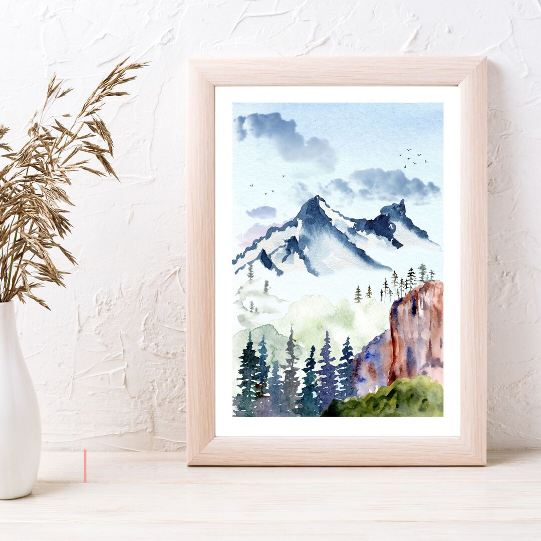Printable Poster. Landscape Design Nature Forest and Mountains ...