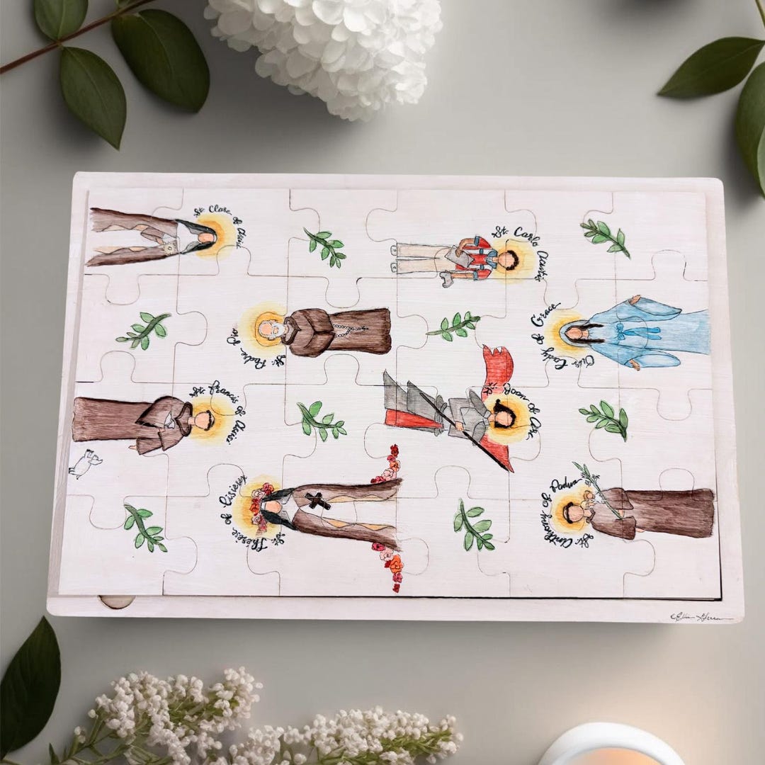 Catholic Puzzle, Catholic Wooden Puzzle, Catholic Saints Watercolor ...