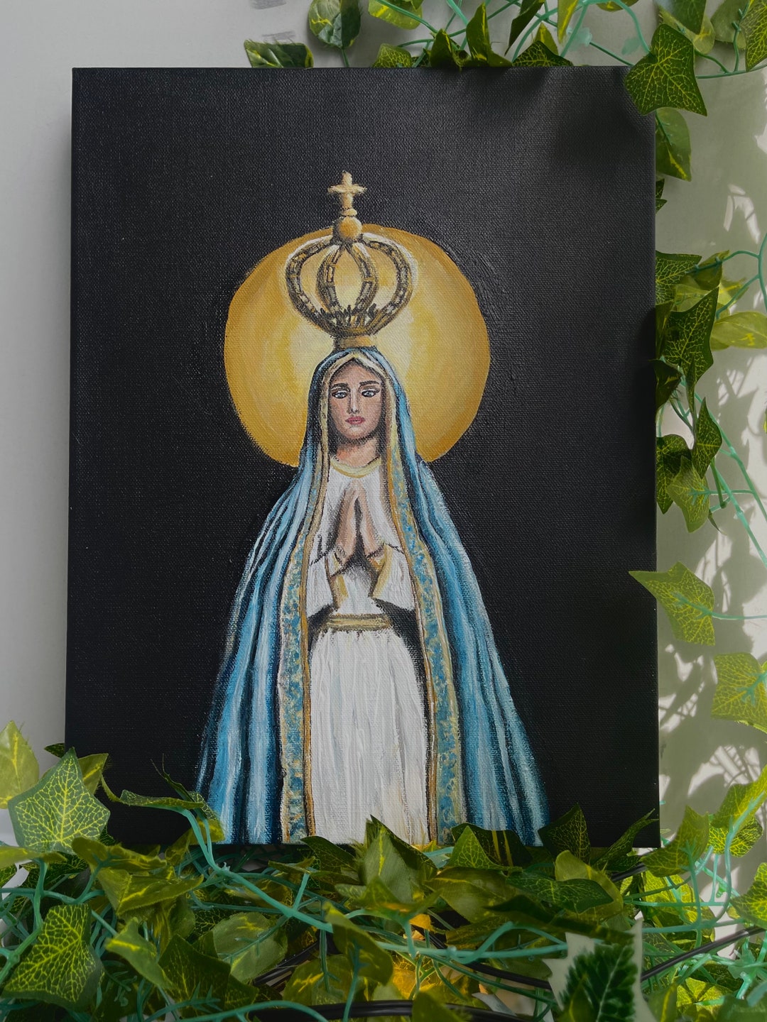 Original Our Lady of Fatima Painting on Canvas - Etsy