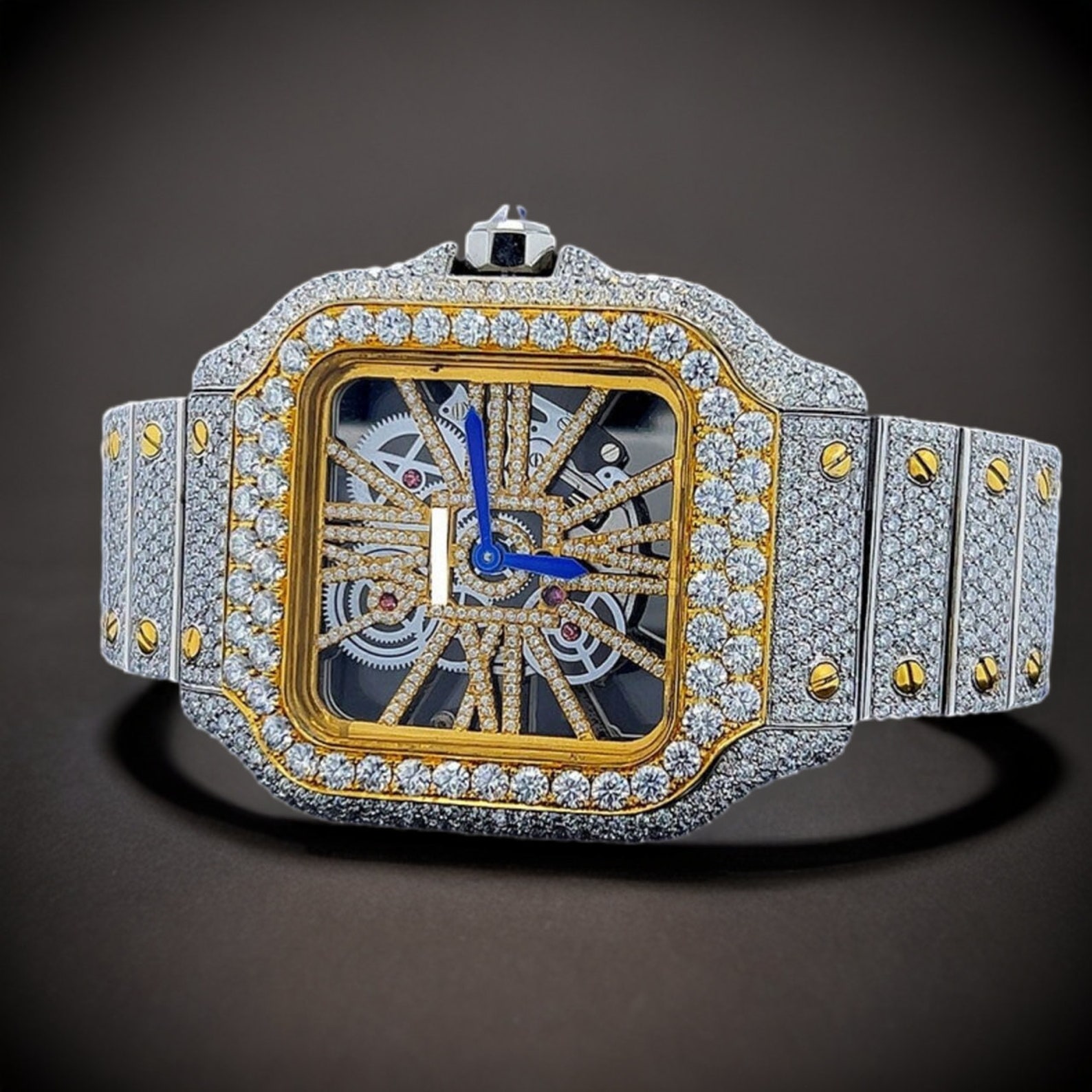 26 CT Iced Out Moissanite Watch Carti-er Moissanite Watch Japanese ...