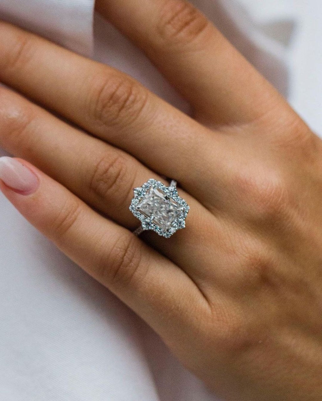 3.5CT Elongated Crushed Ice Radiant Cut Engagement Ring Radiant Cut ...