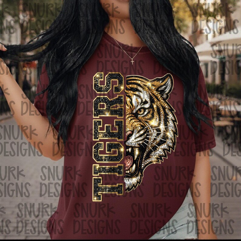 Rhinestone Tigers Mascot PNG | Sparkle Game Day Shirt Design (13x19) - Etsy
