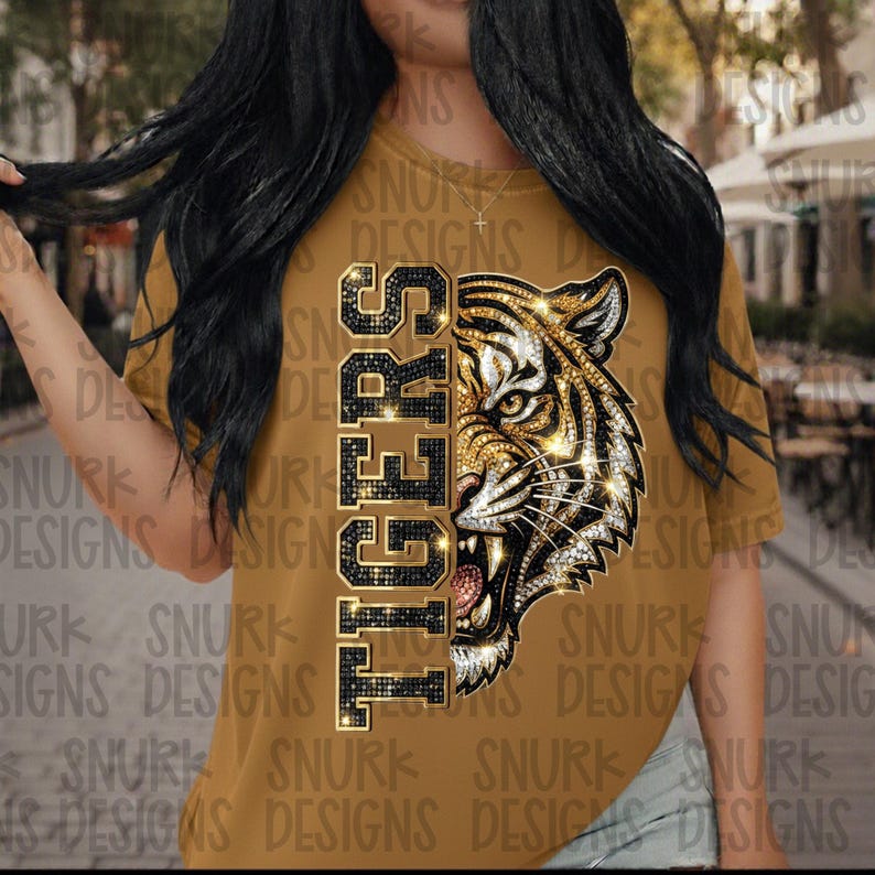 Rhinestone Tigers Mascot PNG | Sparkle Game Day Shirt Design (13x19) - Etsy
