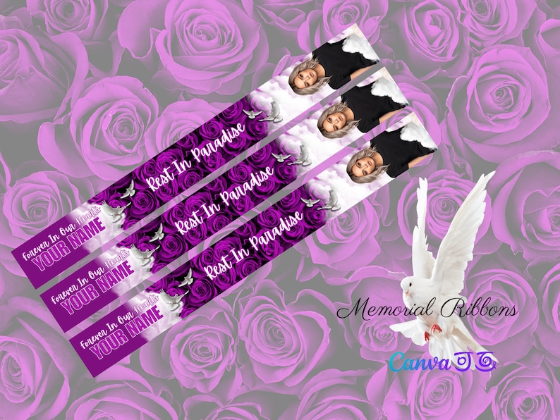 In Loving Memorial, Forever in Our Hearts Ribbon,editable Canva ...