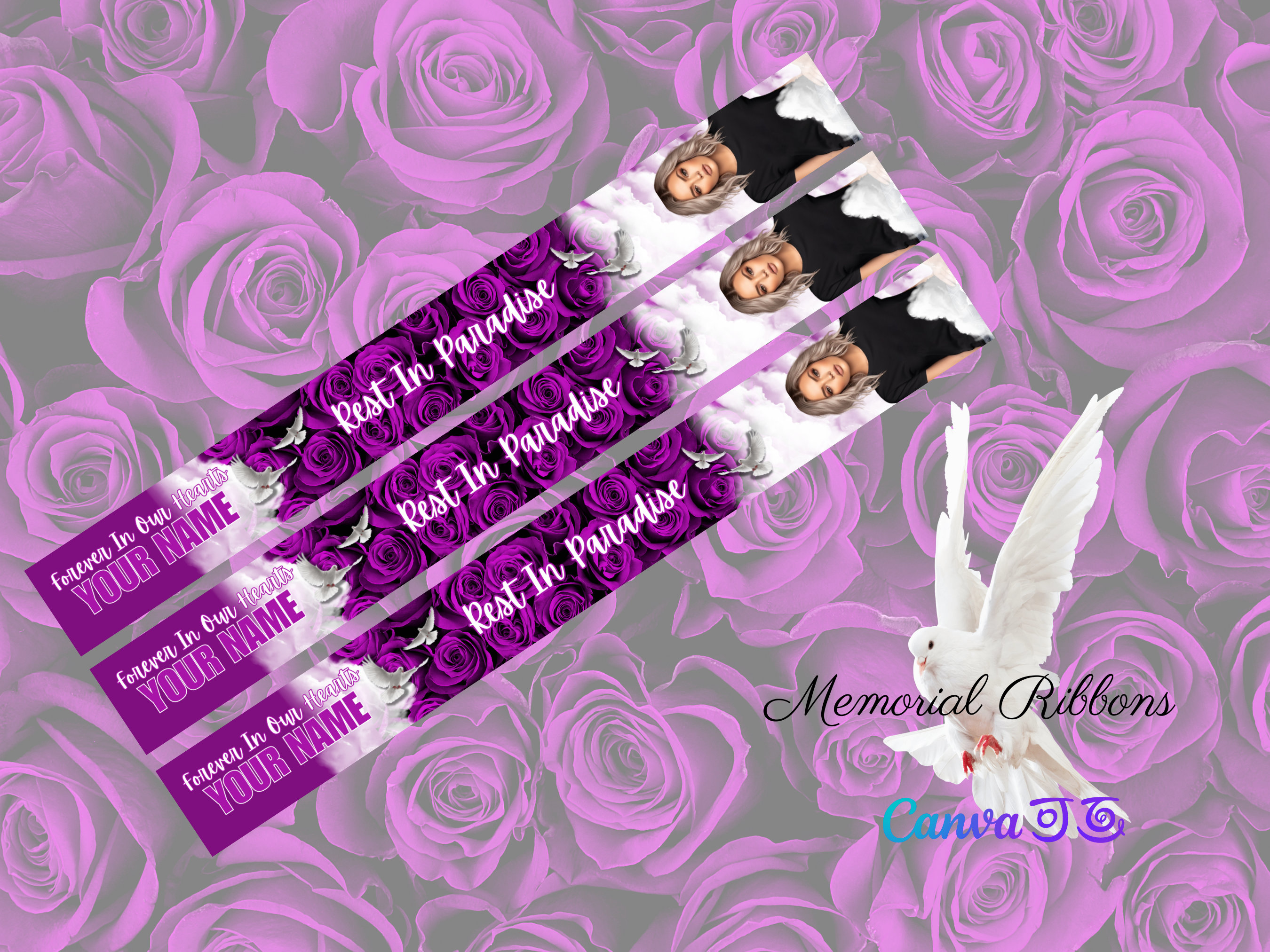 Memorial Ribbon Template, Editable Canva Design (digital Download) - Etsy