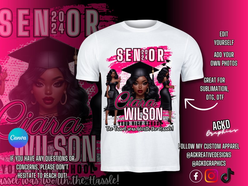 2024 Graduation T-shirt Template,canva, Sublimation,dtg,dtf,graduation ...