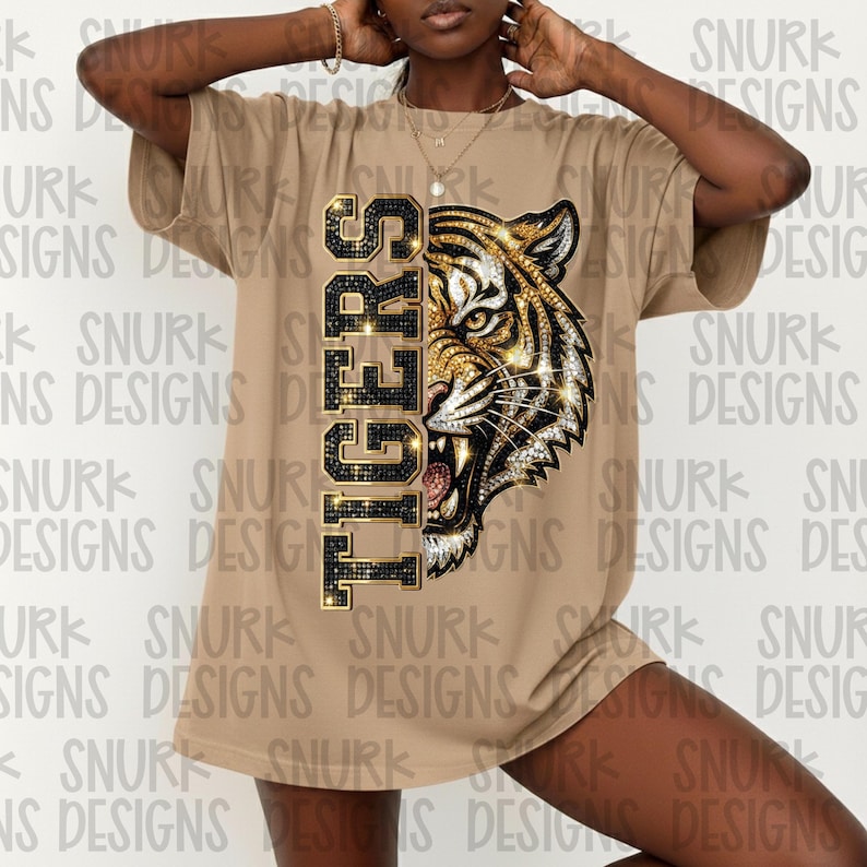 Rhinestone Tigers Mascot PNG | Sparkle Game Day Shirt Design (13x19) - Etsy