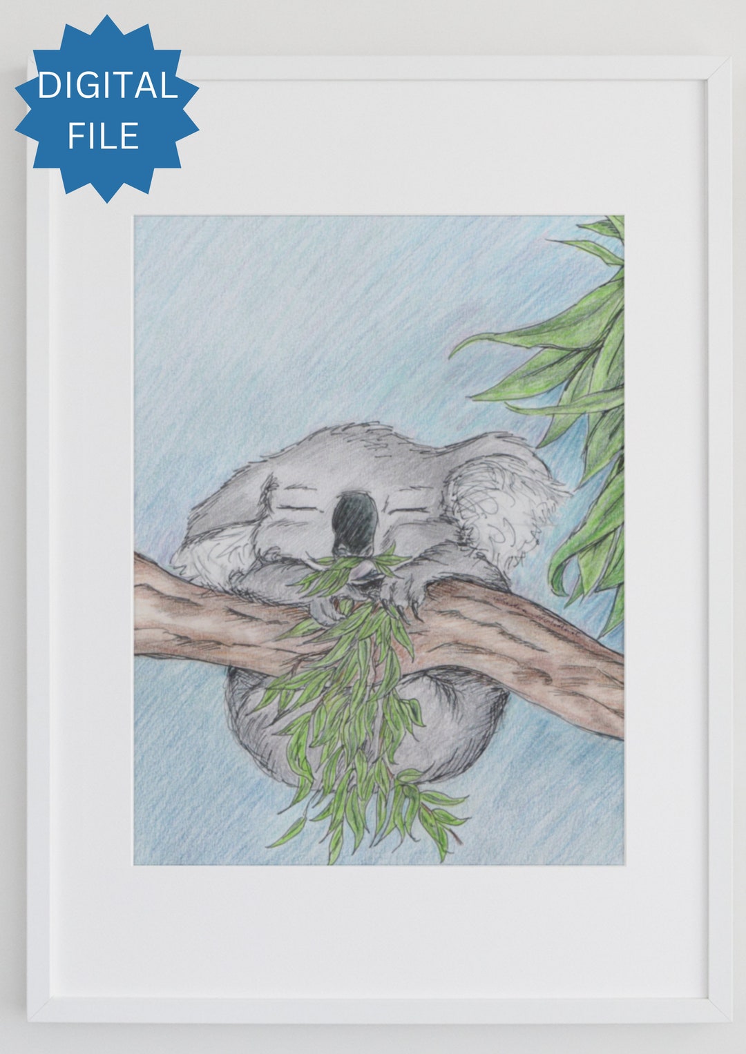 Koala Drawing PRINTABLE Pencil Art Outback Australian Wildlife Animal ...