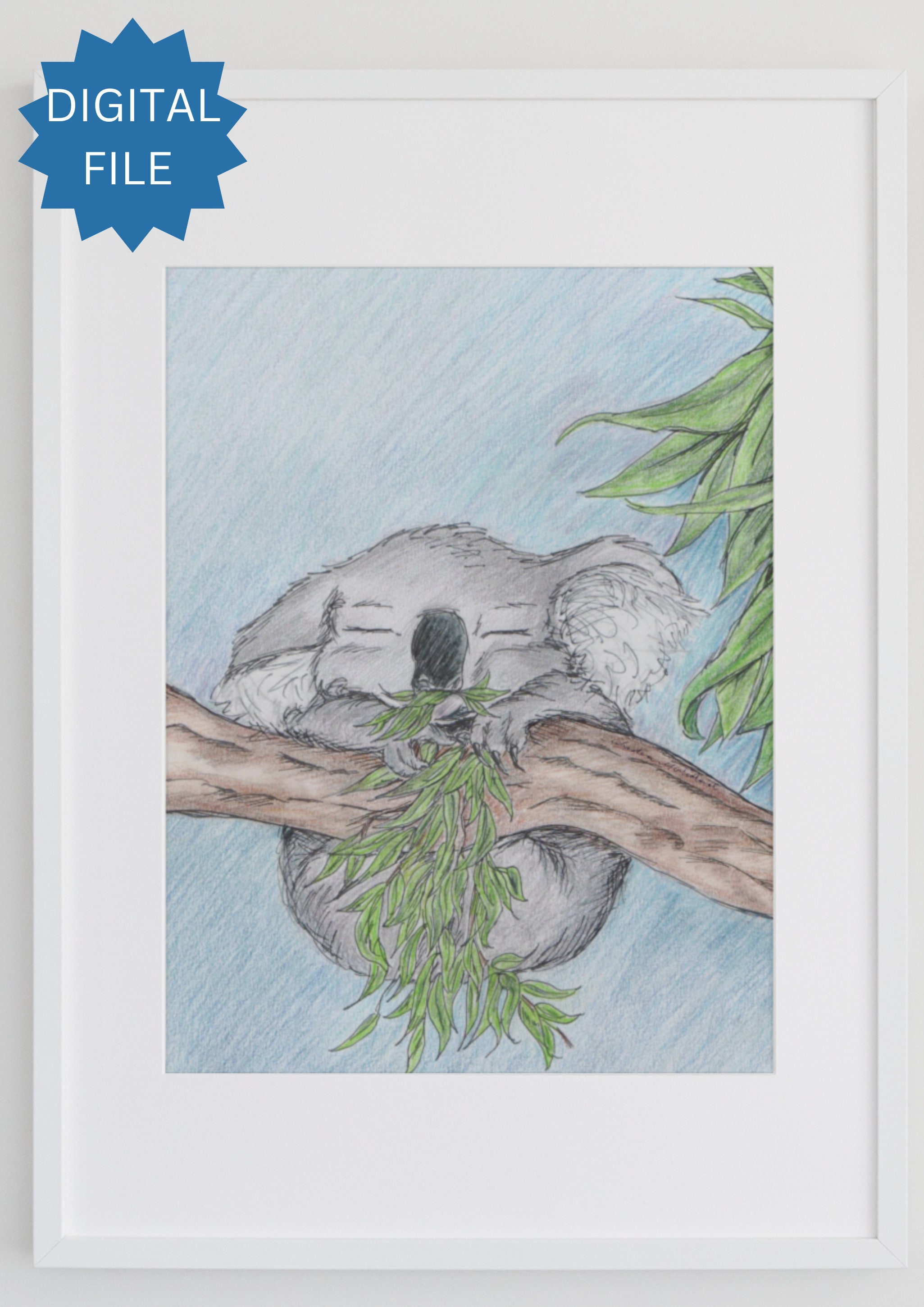 Koala Drawing PRINTABLE Pencil Art Outback Australian Wildlife Animal ...