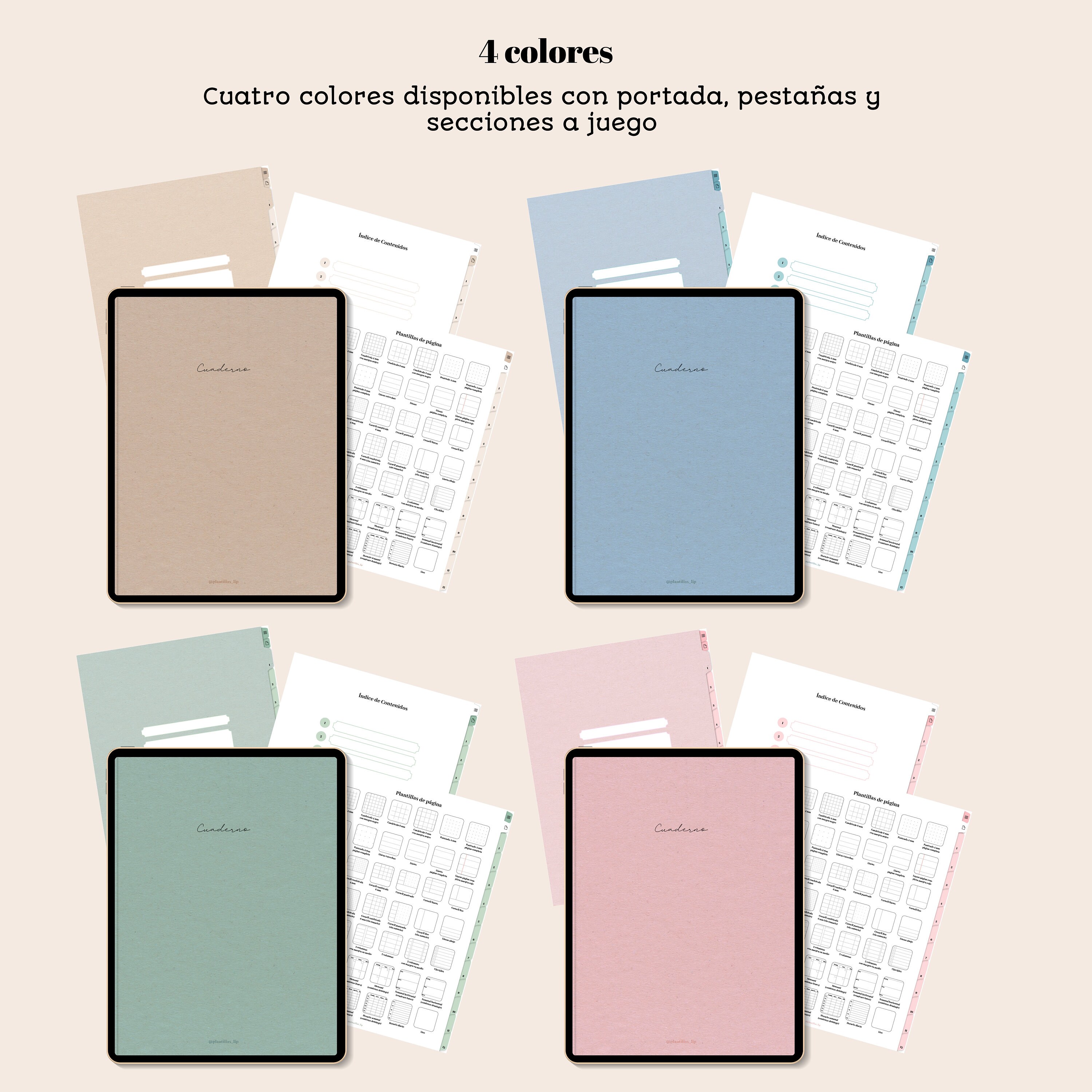 Cuaderno Digital Goodnotes iPad Español, Notability, 12 pestañas, 42 ...