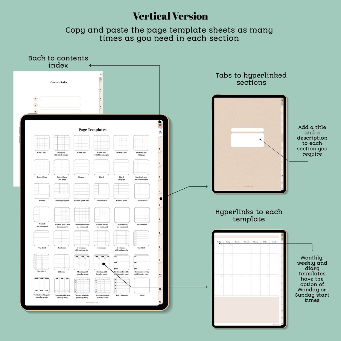 Digital Notebook for iPad. Goodnotes, Notability. 12 tabs, 42 page ...