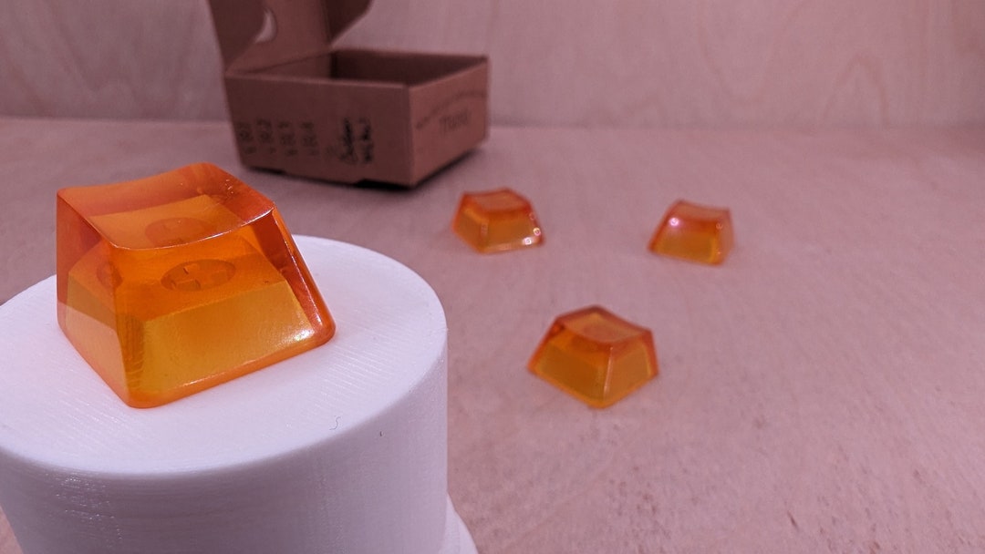 Golden Yellow Blank 1U Accent Keycaps, Transparent Hand Polished Resin ...