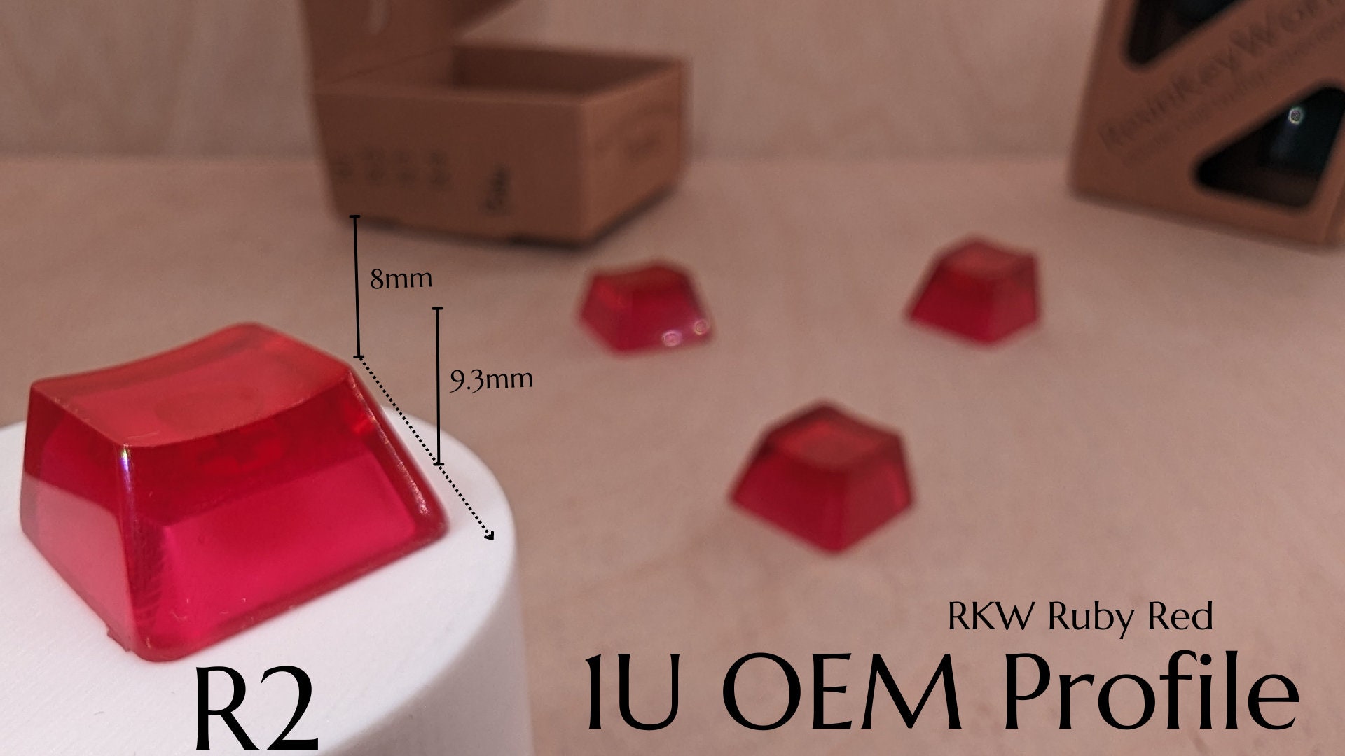 Ruby Red Blank 1U Accent Keycaps, Transparent Hand Polished Resin OEM ...